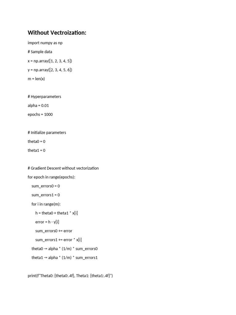 With and Without Vectroization | PDF