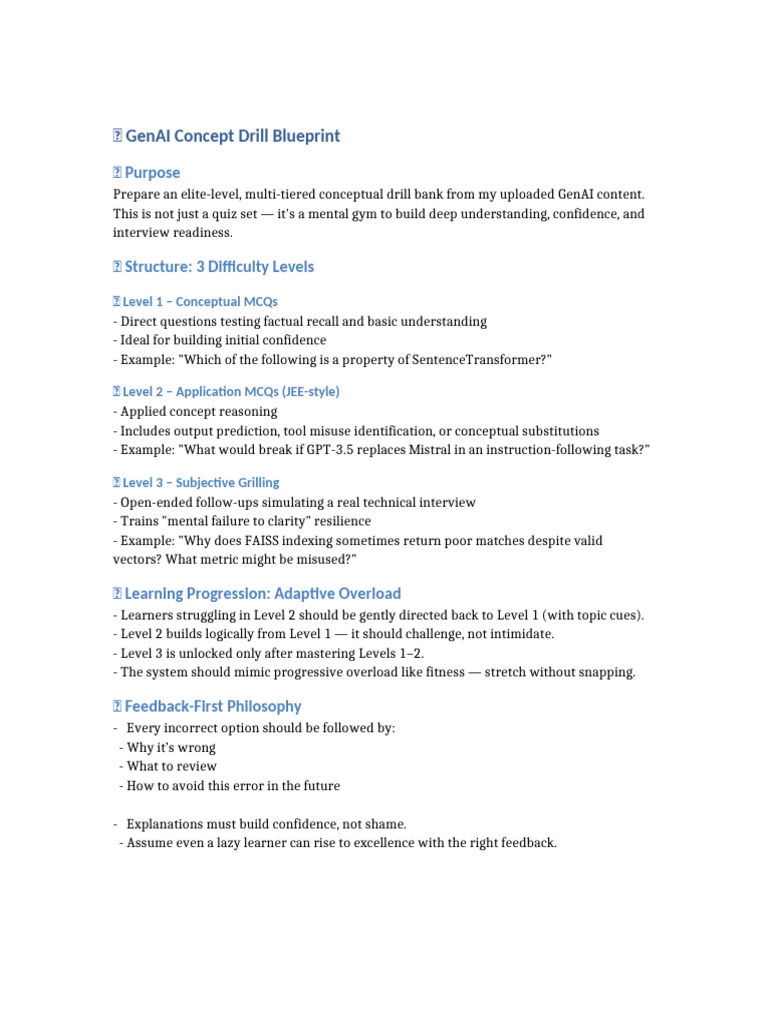 GenAI Concept Drill Blueprint | PDF