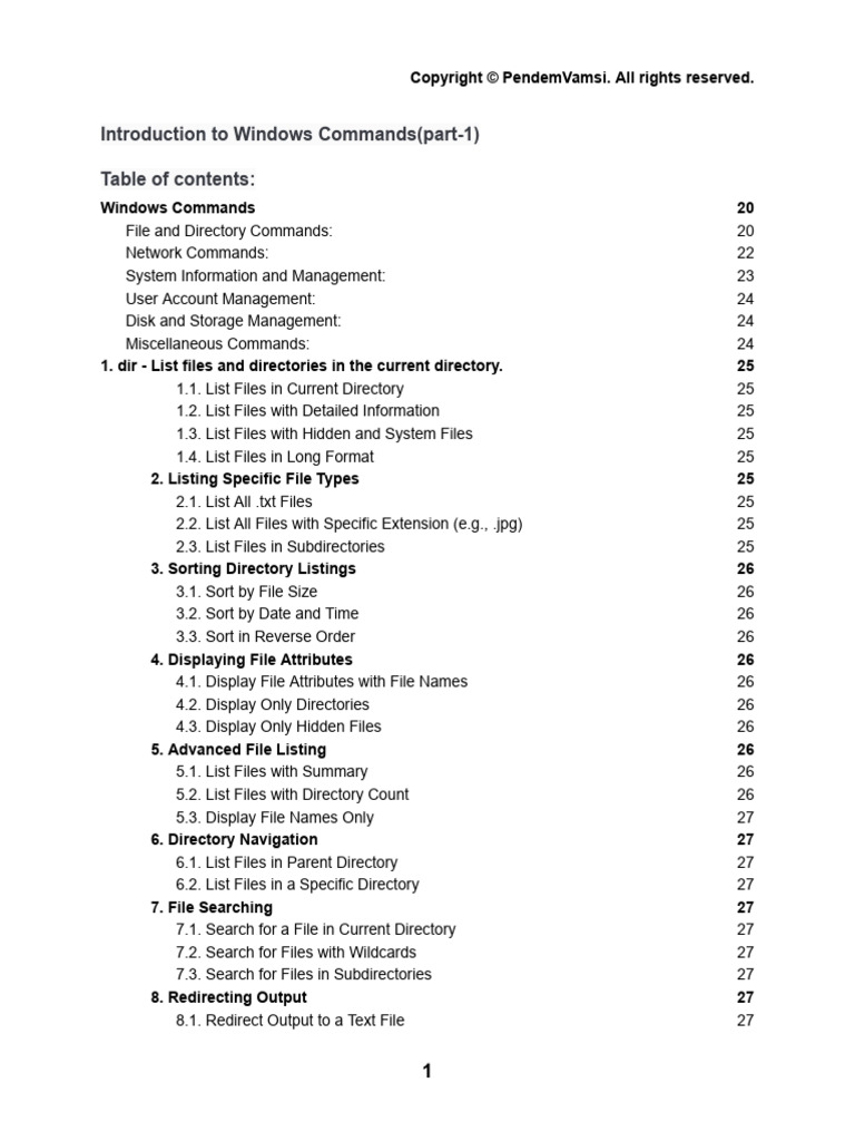Windows Commands | PDF | Computer File | Directory (Computing)