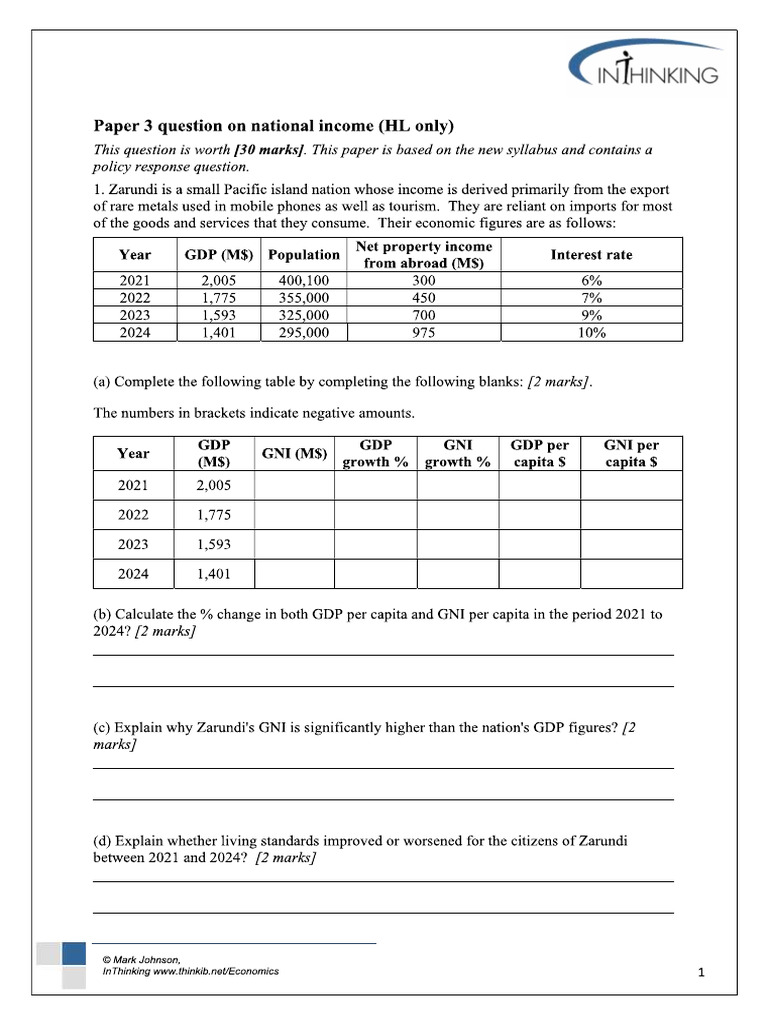 Zarundi - GDP GNI Calculations | PDF