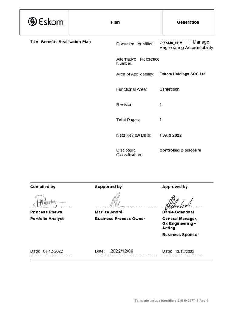 Benefits Realisation Plan - MEA Signed | PDF | Business