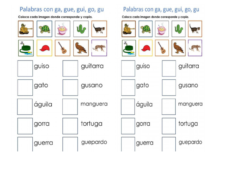 Palabras Con G Relaciona La Imagen Con La Palabra | PDF