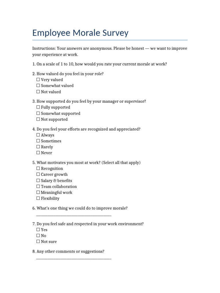 Employee Morale Survey | PDF