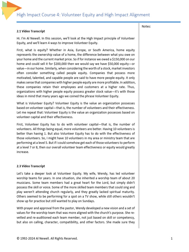 Video Transcript - HI - Course 4 | PDF | Equity (Finance) | Jesus