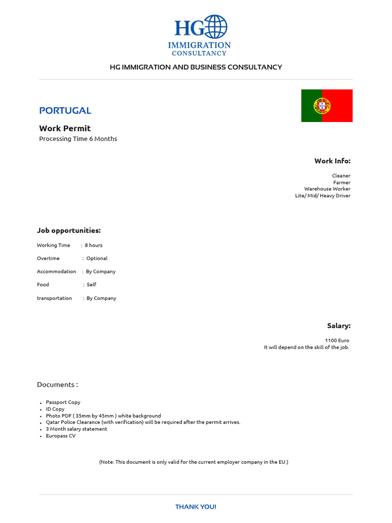 Portugal Work Permit Guidelines | PDF
