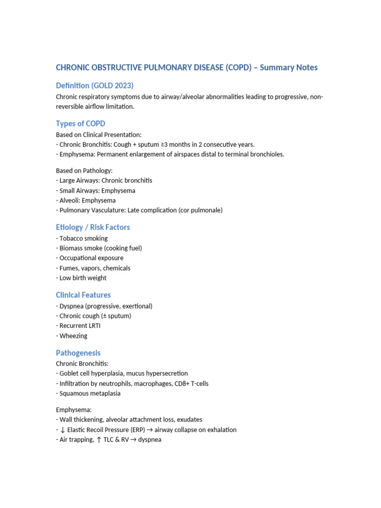 COPD Overview: Symptoms, Diagnosis, Treatment | PDF
