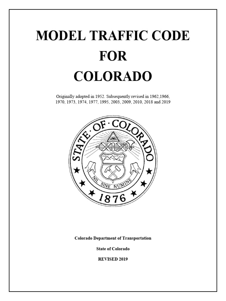 CDOT Model Traffic Code For Colorado - Rev2019 | PDF | Traffic | Speed ...