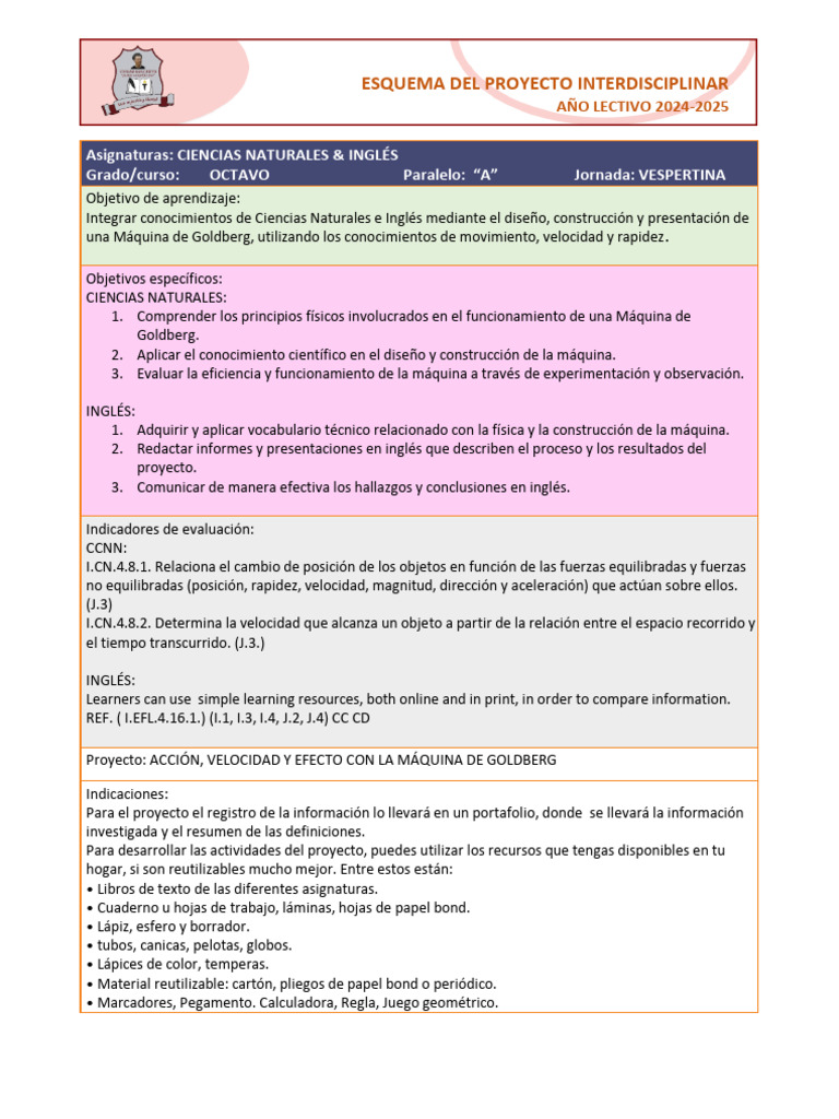 Proyecto Octavo - 24-25 | PDF | Velocidad | Diseño