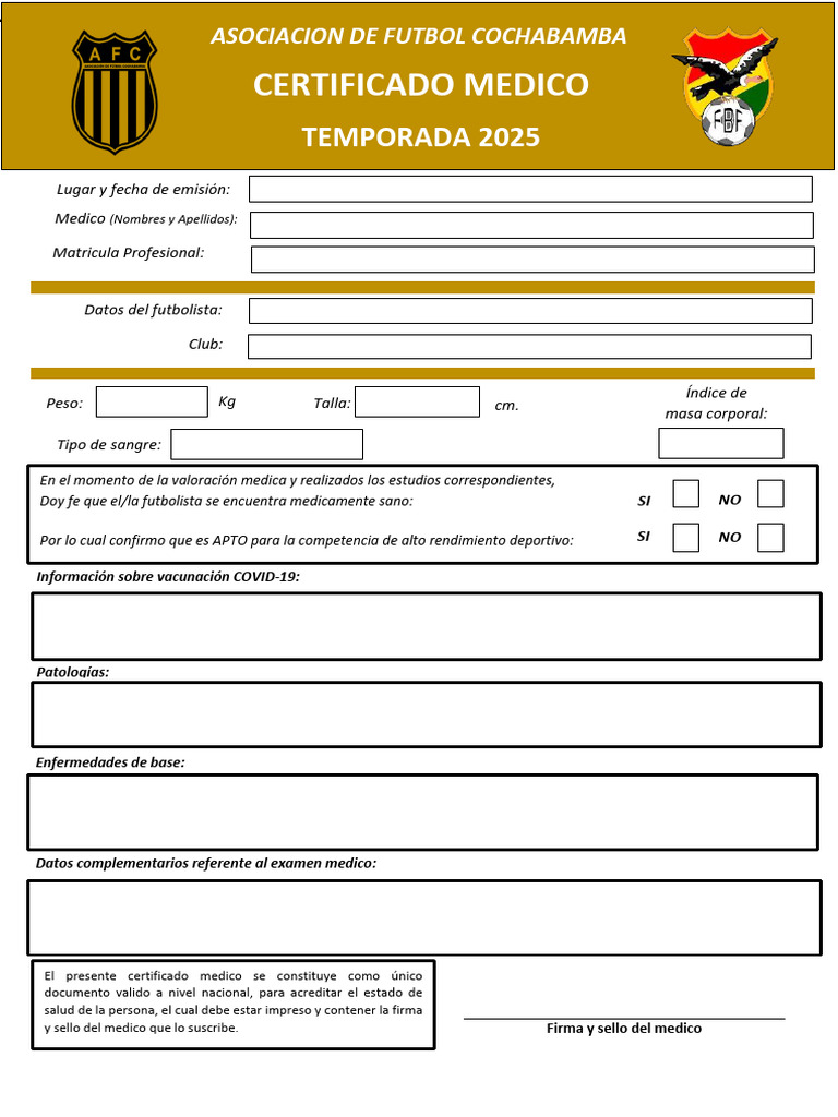 Certificado Medico Afc | PDF