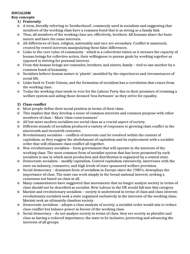 Socialism - Ideologies Revision | PDF | Socialism | Social Democracy