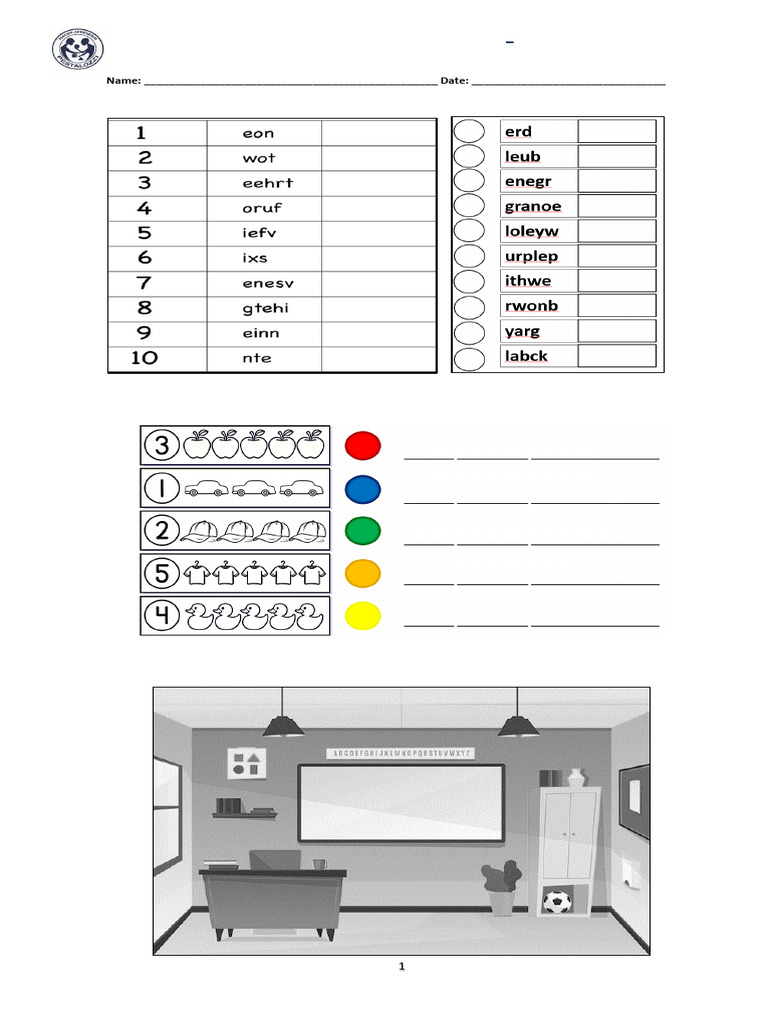 Actividades Numbers, Colors, My Class | PDF