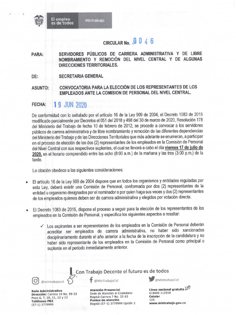 Circular 049 Del 2020 Mintrabajo | PDF | Gobierno