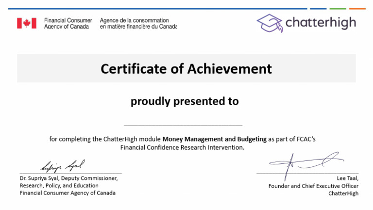 Money Management Foundations Certificate | PDF