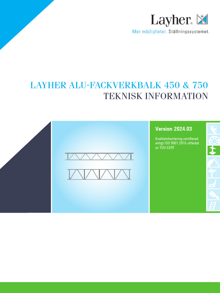Teknisk Information Alu Fackverk 450 Och 750 Ver. 2024.03 | PDF