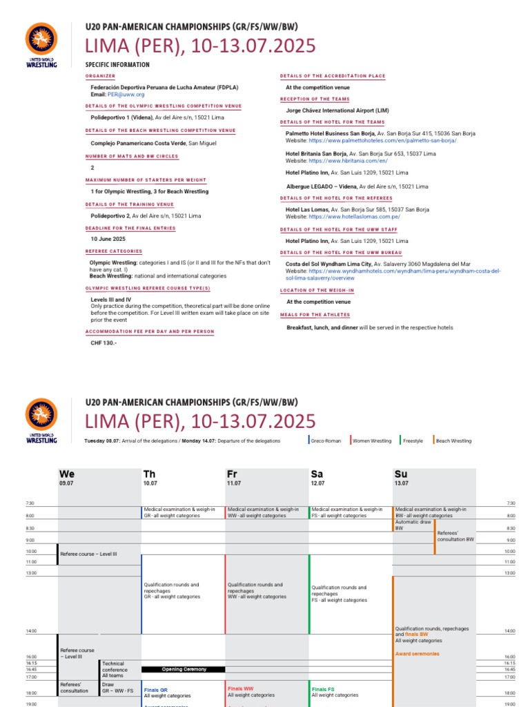 schedule pan-american championship u20 | PDF | Lima | Athletic Sports