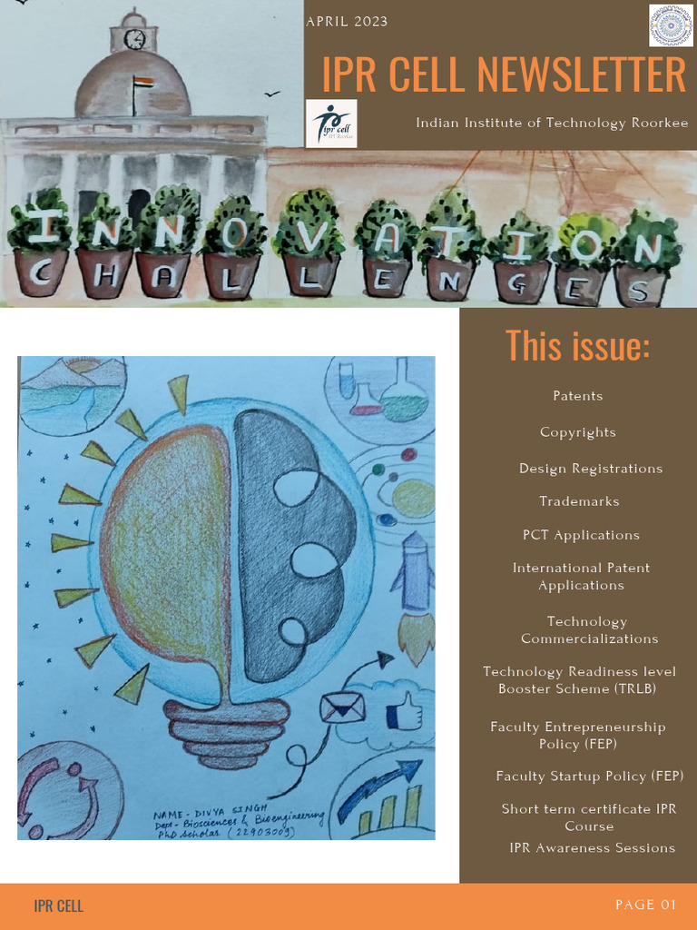 IIT Roorkee IPR Cell Newsletter April 2023 | PDF | Intellectual ...