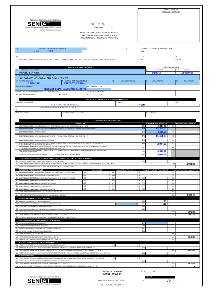Frank Sta Ana Planilla DPJ 25 Actual 2015 de Acuerdo A Factura | PDF ...