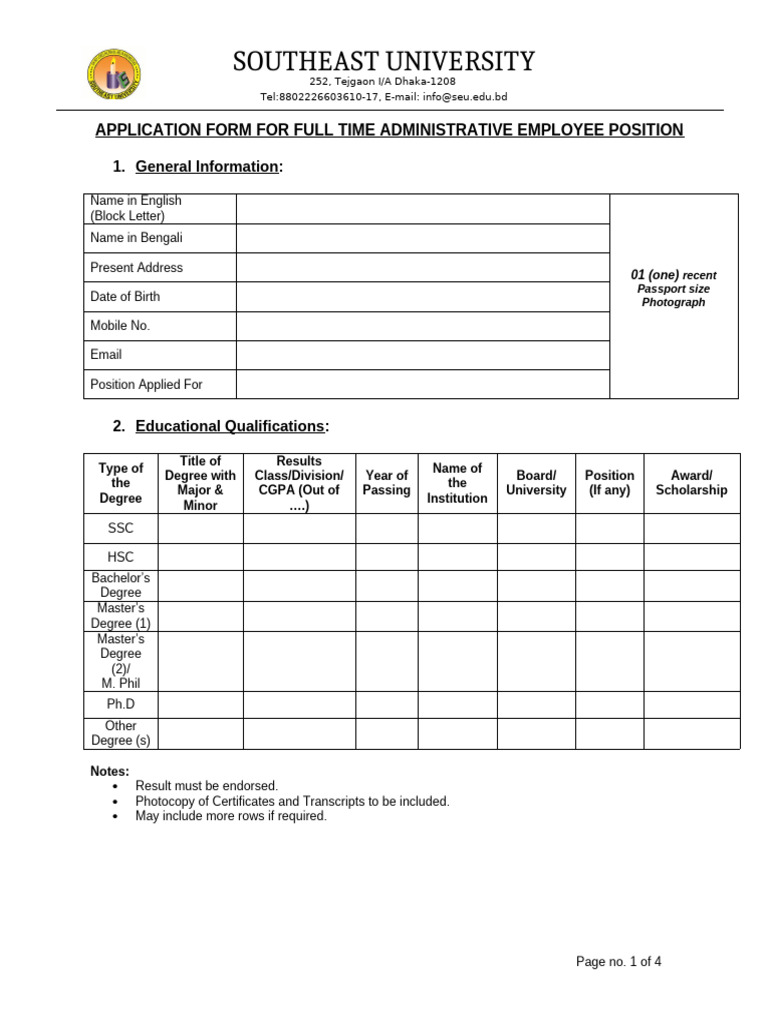 Full Time Administrative Employee | PDF | Educational Stages ...