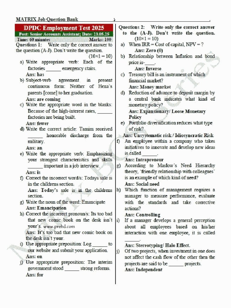 DPDC Accounts Assistant Solution 2025 | PDF