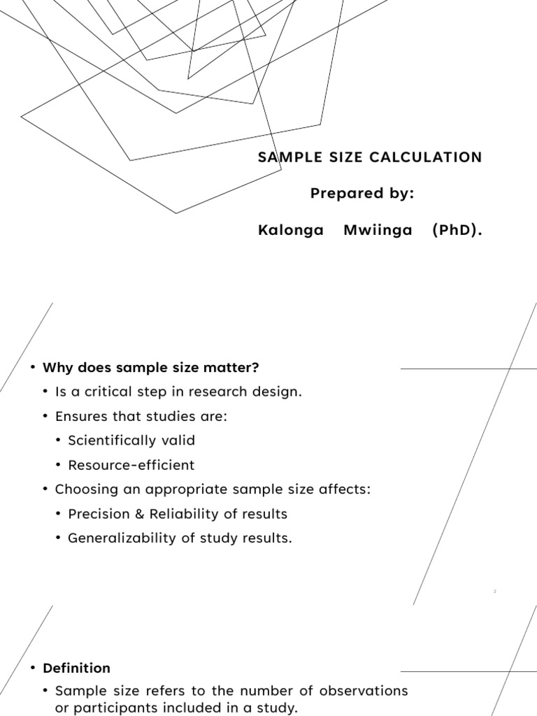 Lecture Notes - Sample Size Calculation - PDF | PDF | Statistical ...