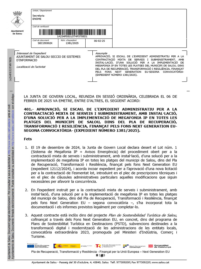 Acord Aprovació Exp. | PDF