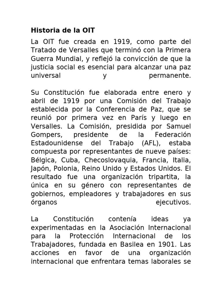 Historia de La OIT | PDF | Organización Internacional del Trabajo