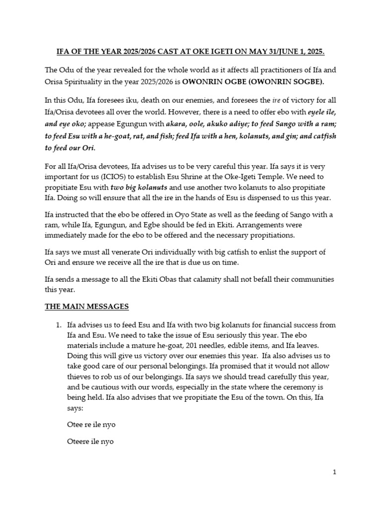 World Ifa Divination | PDF | Religious Faiths | Santería