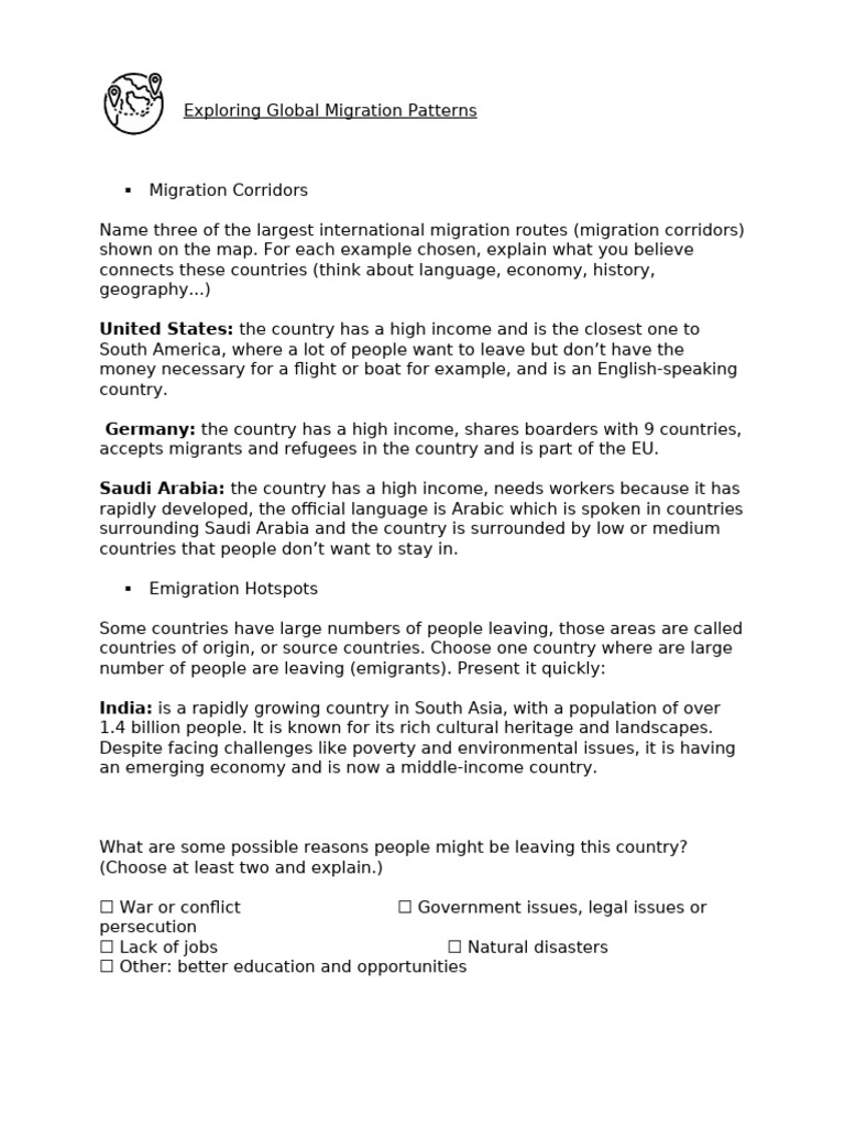 Global Migration Patterns Explained | PDF | Human Migration | Immigration