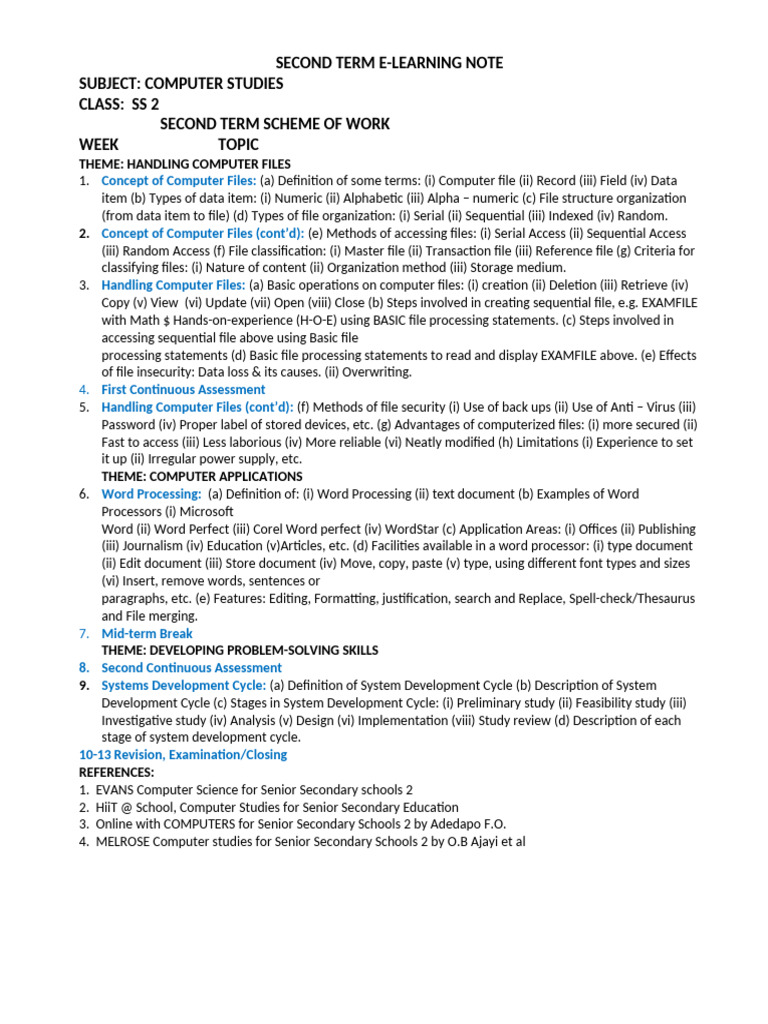 Ss 2 2nd Term Computer Science | PDF | Software Testing | Computer File
