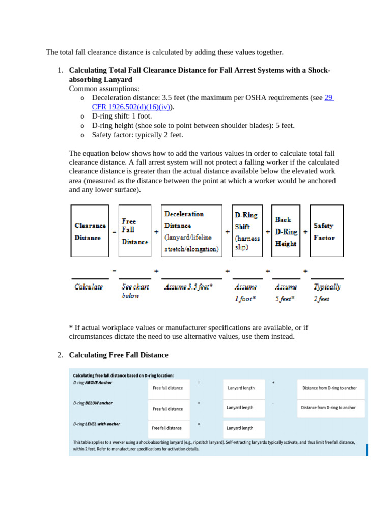 Calculating Total Fall Clearance Distance | PDF | Safety