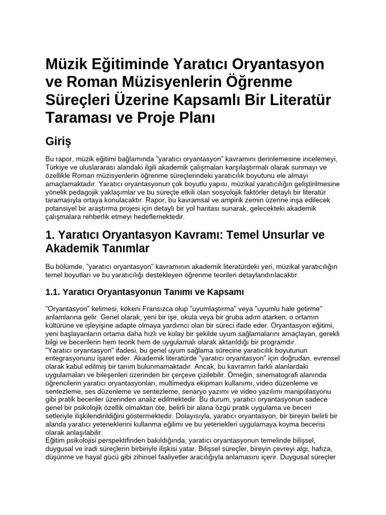 Yaratıcı Oryantasyon Literatür Taraması | PDF