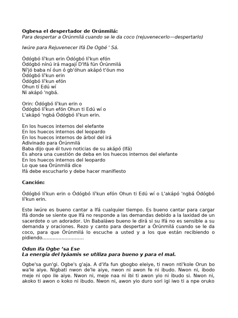 Ogbe Sa | PDF | Espiritualidad | Religiones religiosas