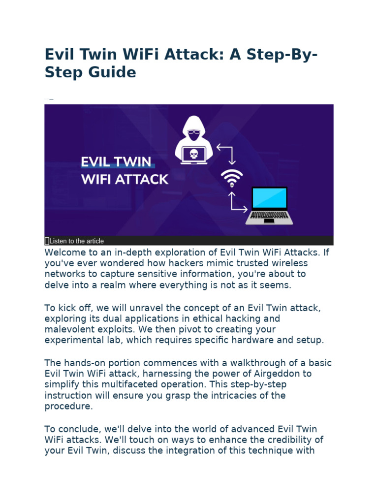 Evil Twin WiFi Attack | PDF | Wi Fi | Security