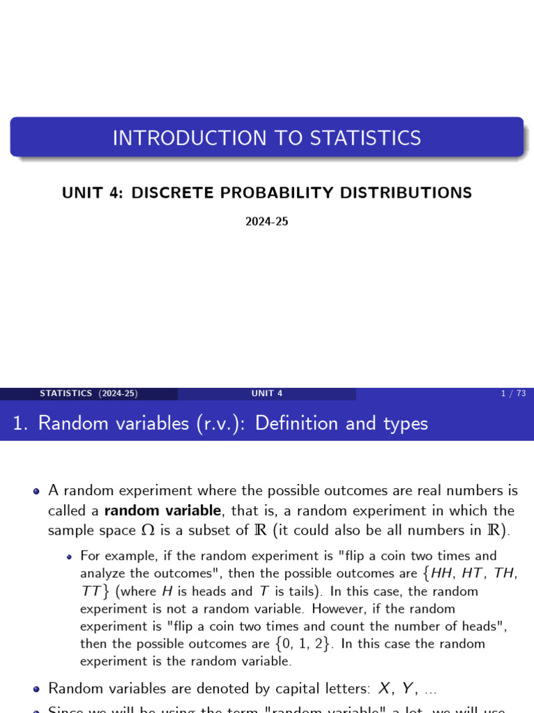 Theory Unit 4 | PDF | Probability Distribution | Variance