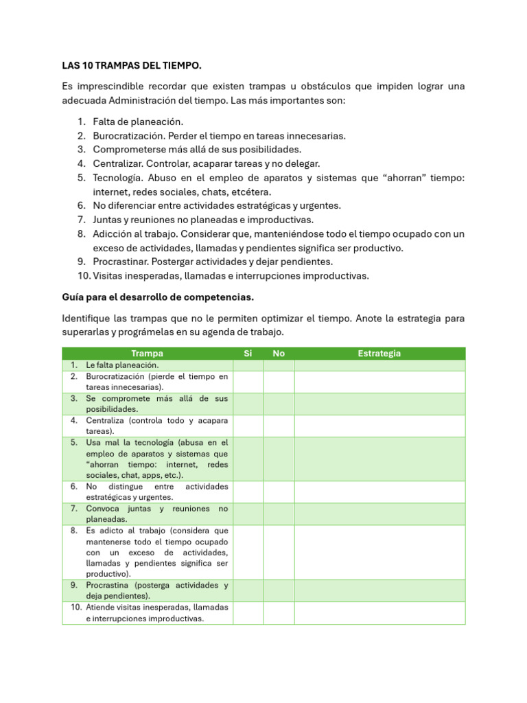 PRÁCT2.PI. LAS 10 TRAMPAS DEL TIEMPO | PDF