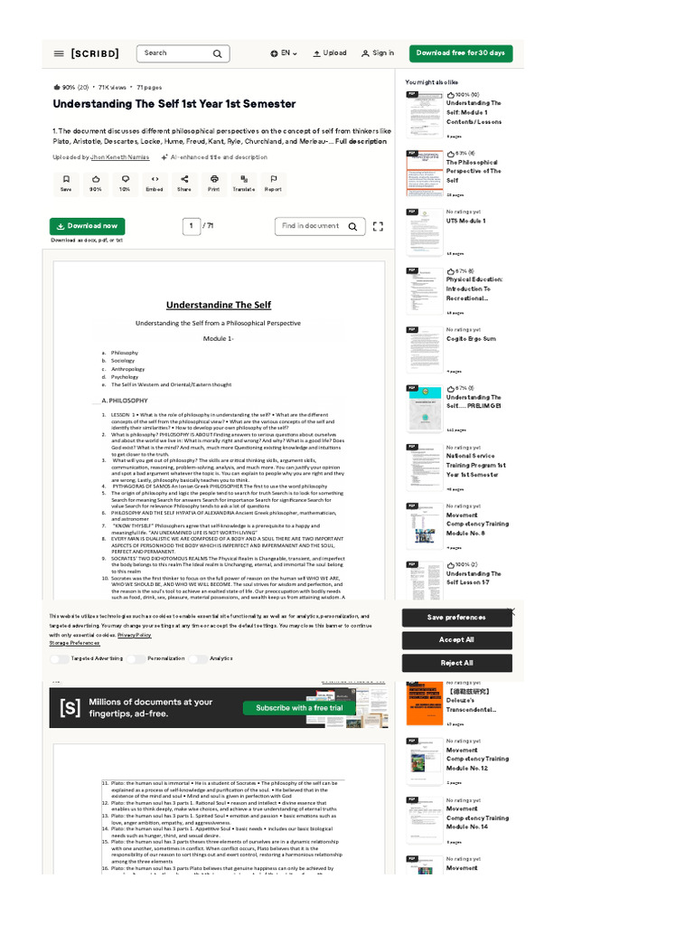 WWW Scribd Com Document 618644537 Understanding The Self 1st Year 1st ...