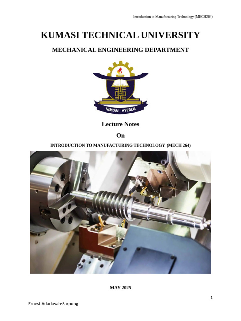Introduction To Manufacturing Technology | PDF | Engineering Tolerance ...