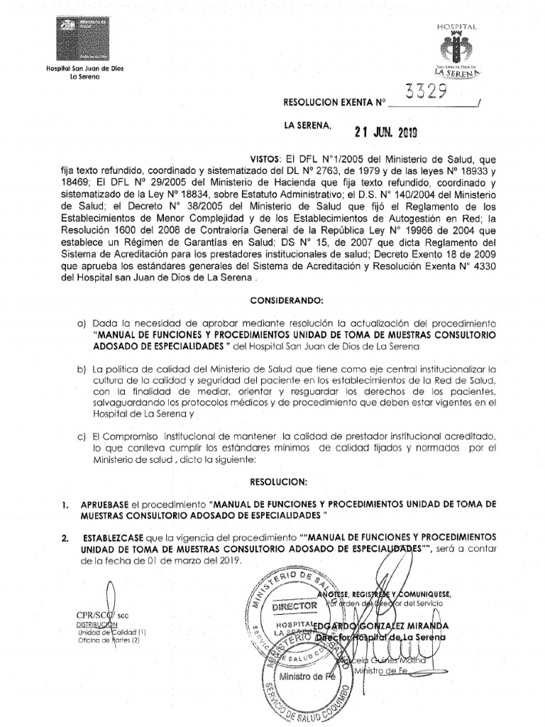 Res+Doc Manual de Funciones y Procedimientos de Unidad de Toma de Muestra | PDF