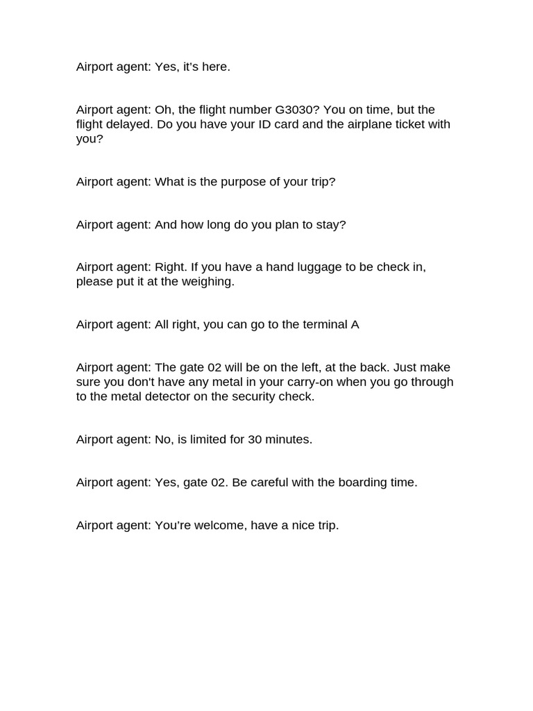 Airport Talk - Agent | PDF