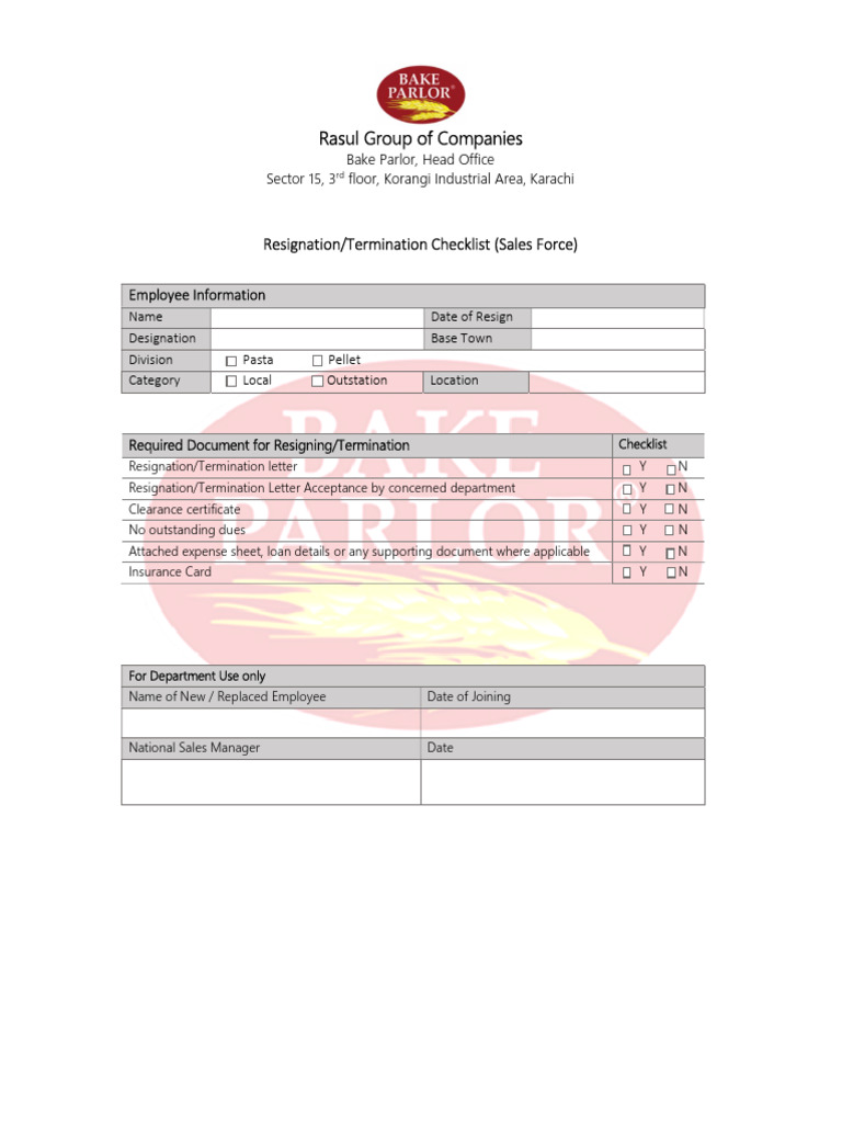 Resignation Checklist (SF) | PDF