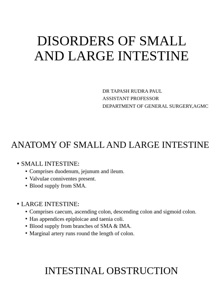 Disorders of Small and Large Intestine | PDF | Medical Specialties ...