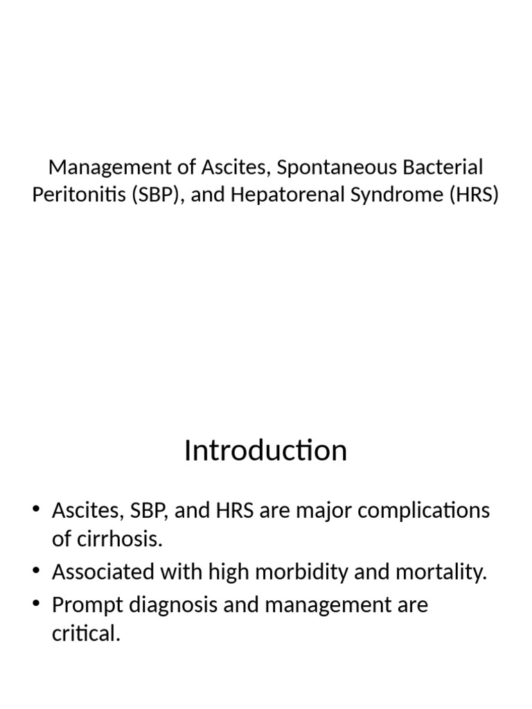 Management of Ascites SBP HRS | PDF