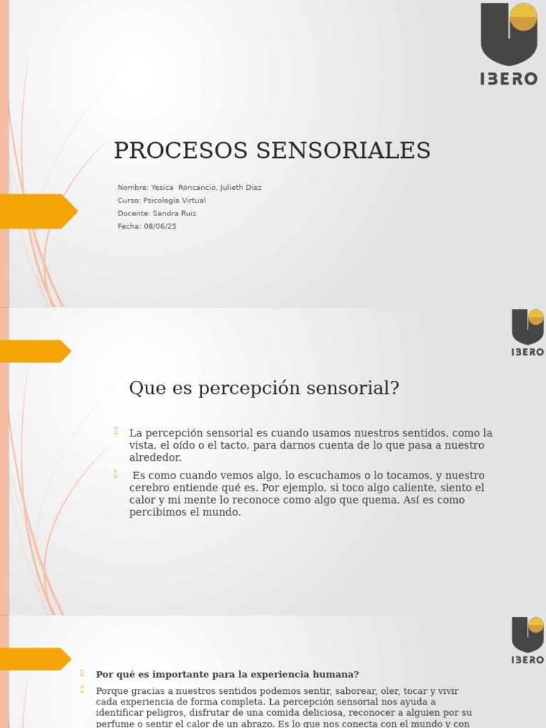 Procesos Sensoriales Act6 | PDF | Sentidos | Gusto