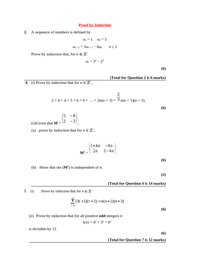 Induction Proofs and Vector Analysis | PDF | Coordinate System | Line ...