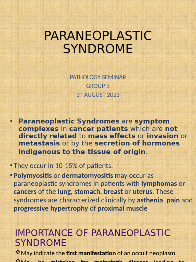Paraneoplastic Syndrome 1 | PDF | Lung Cancer | Neoplasms