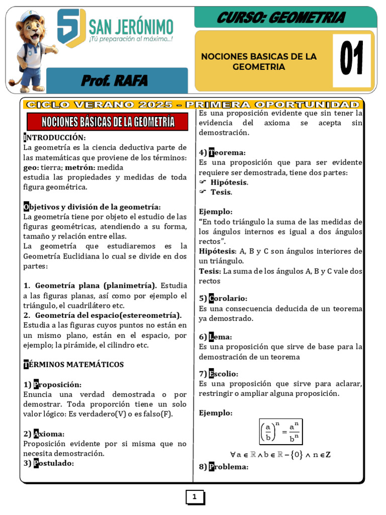 01 Nociones Basicas de La Geometria Ok | PDF | Triángulo | Geometría