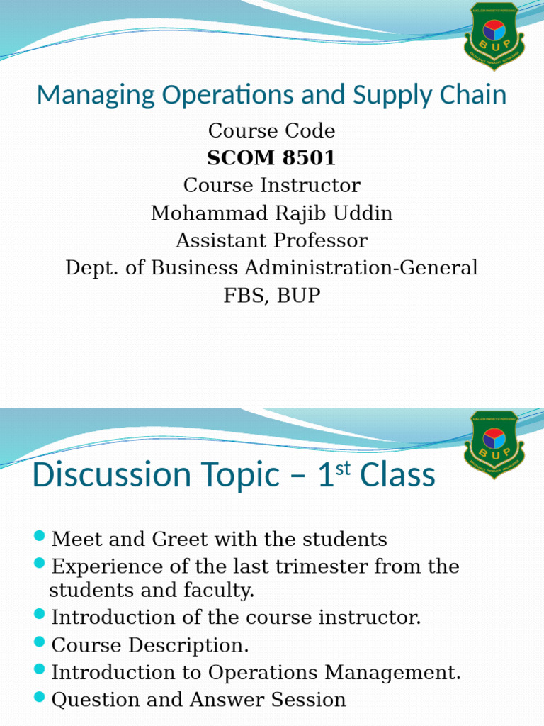 Operations Management Course Overview | PDF | Goods | Operations Management