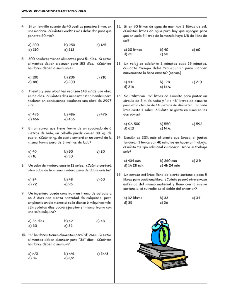 Regla de Tres Simple Para Cuarto de Secundaria 4 | PDF