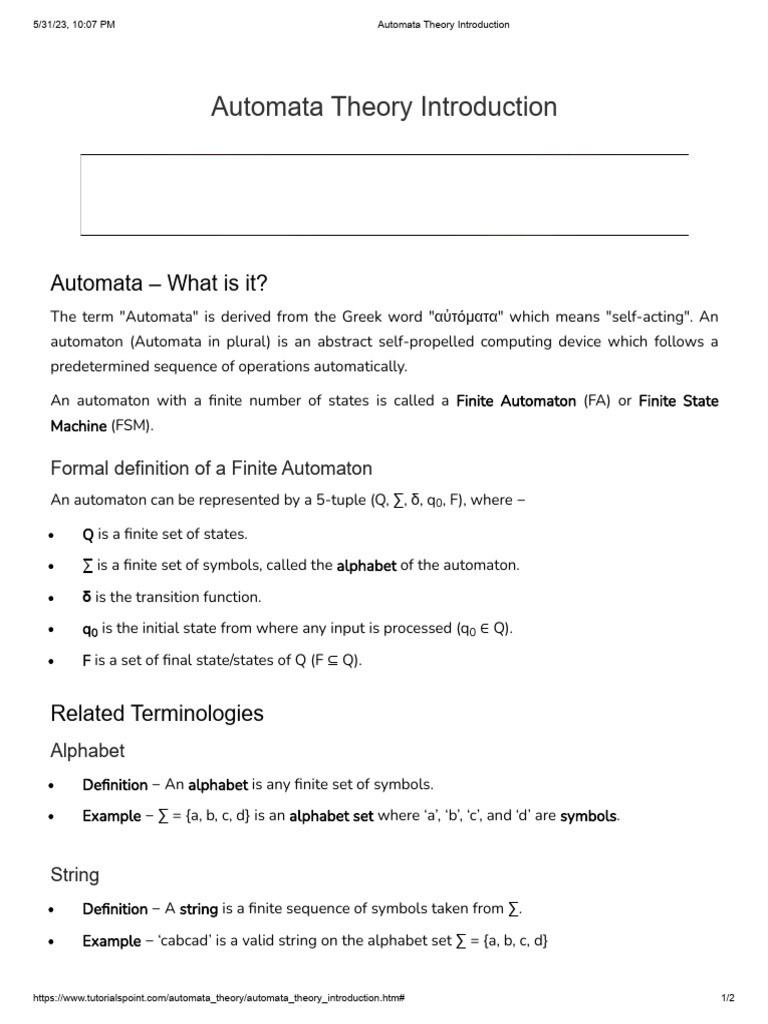 Automata Theory Introduction Pdf Automata Theory Syntax Logic