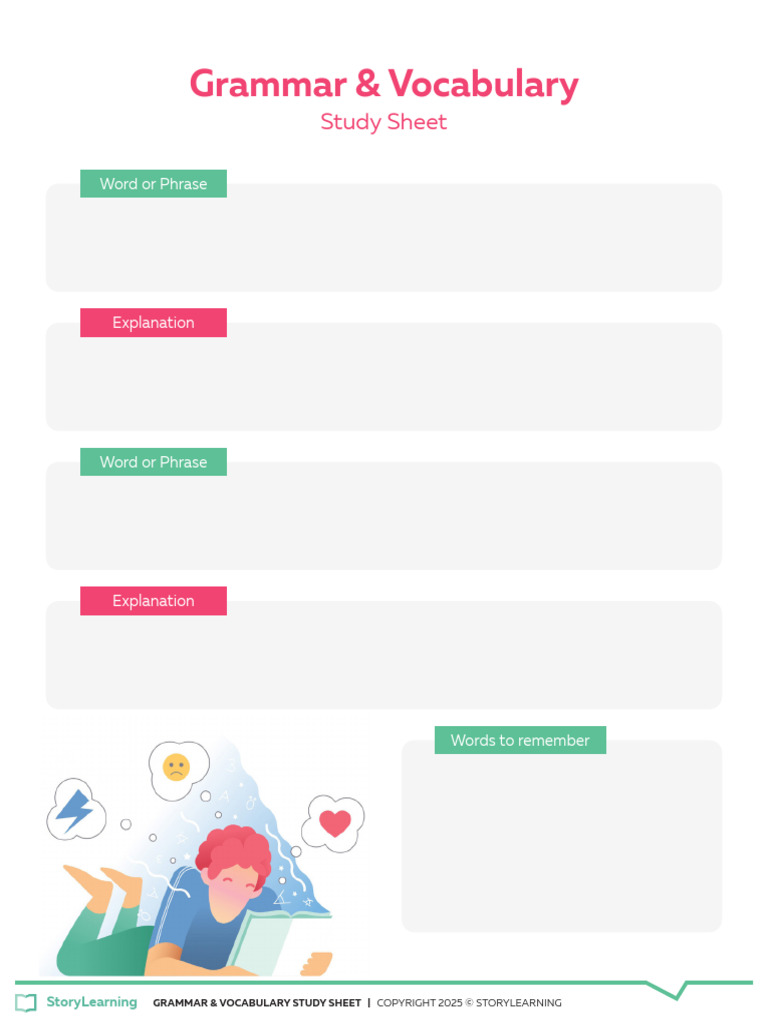 Grammar & Vocabulary Study Sheet FINAL | PDF